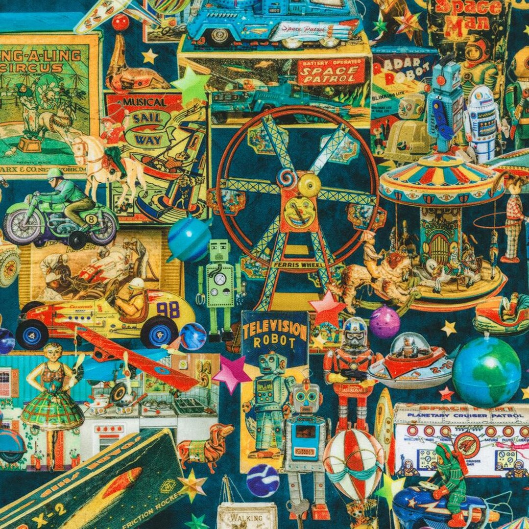 Robert Kaufman - Toy Chest - ATXD-22918-200 VINTAGE - Etsy
