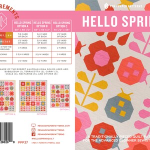 Hello Spring Quilt Pattern or KIT - From Pen and Paper - Etsy