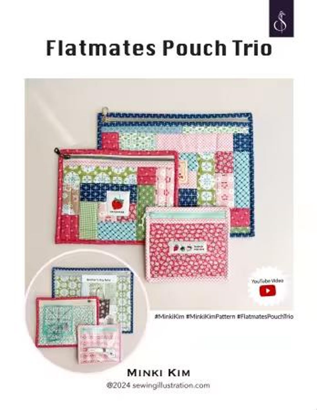 Flatmates Pouch Trio Pattern - Minki Kim - Sewing Illustration - Etsy