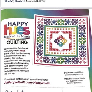 Happy Hues Block of the Month Quilt Kit - FREE Sew Along - FREE Pattern ...