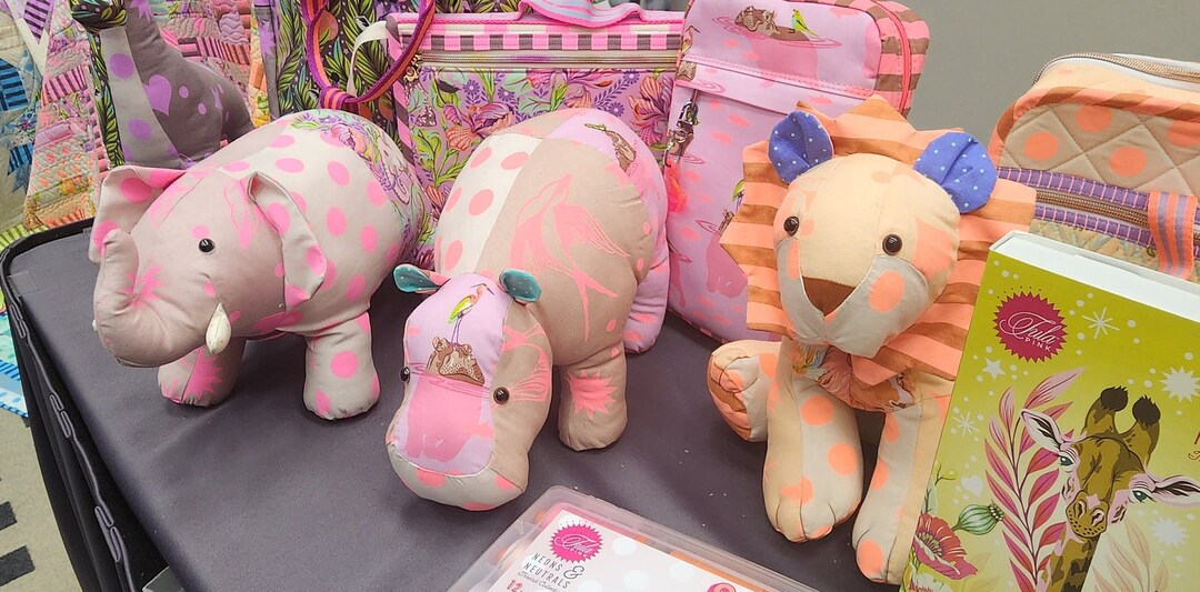 Tula Pink - Everglow Stuffed Animal Kits - Hippo - Elephant - Lion ...