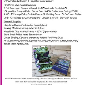 Mini Diva Frame Wallet Pattern - Fat Quarter and Scrap Friendly! - Sew ...