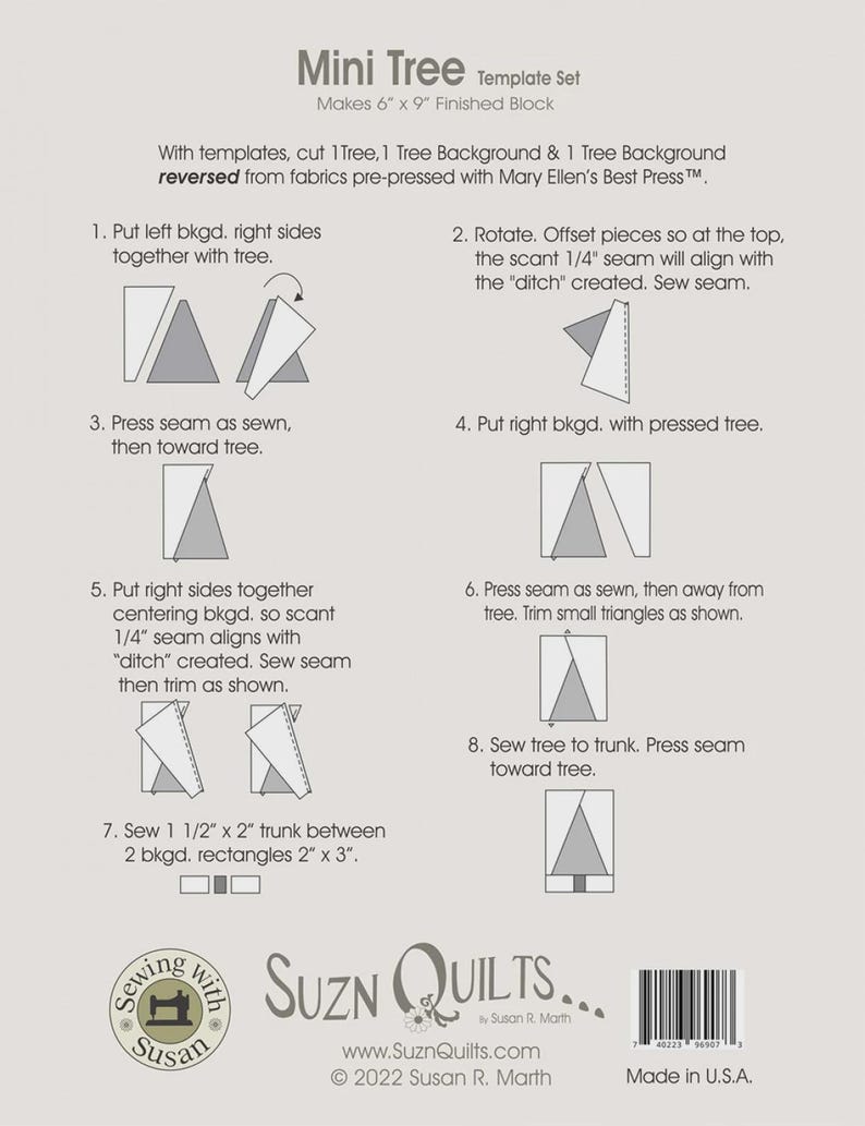 Suzn Quilts - Mini Tree Acrylic Template Set - Etsy
