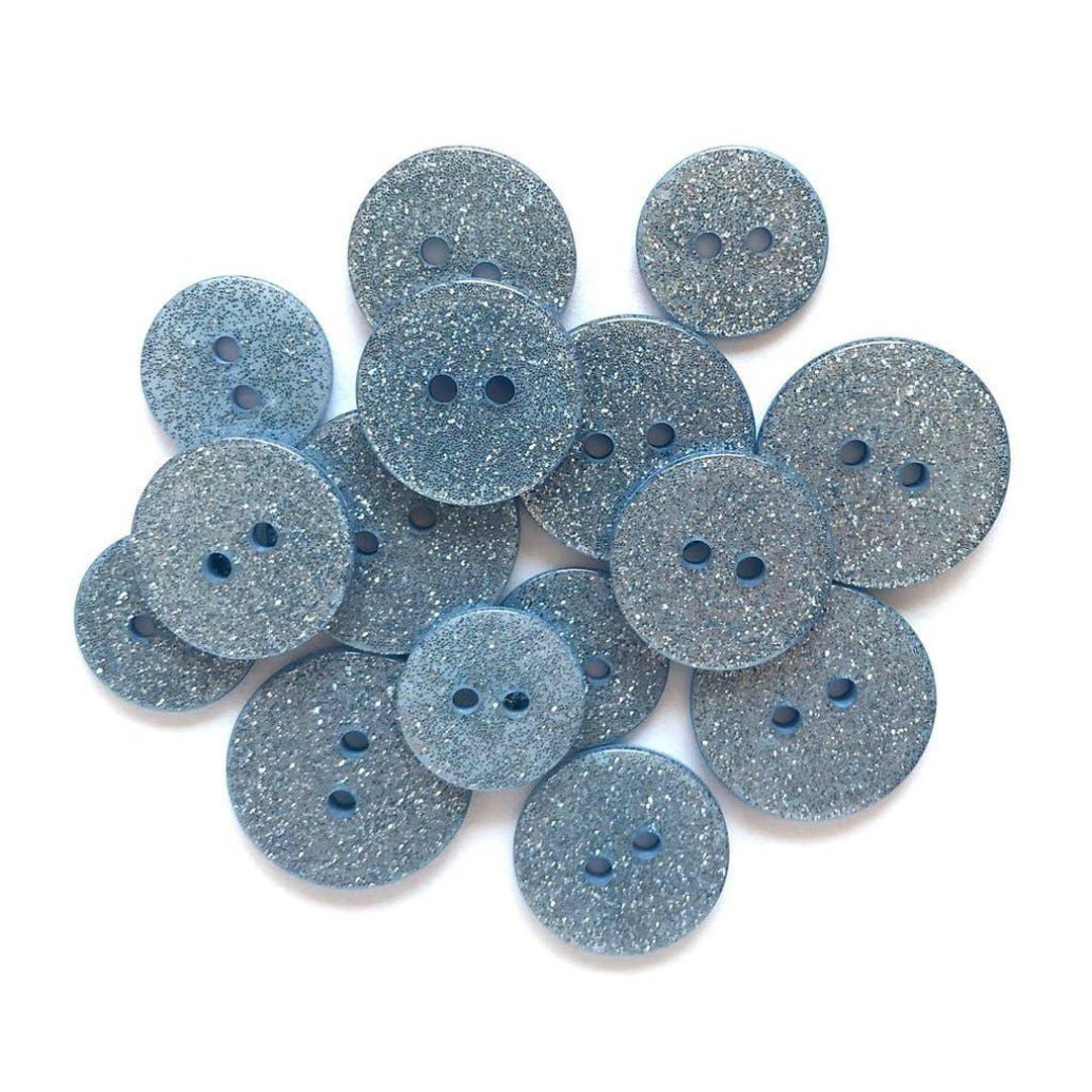 Buttons Galore and More - Blue Lagoon Glitter Buttons - Etsy