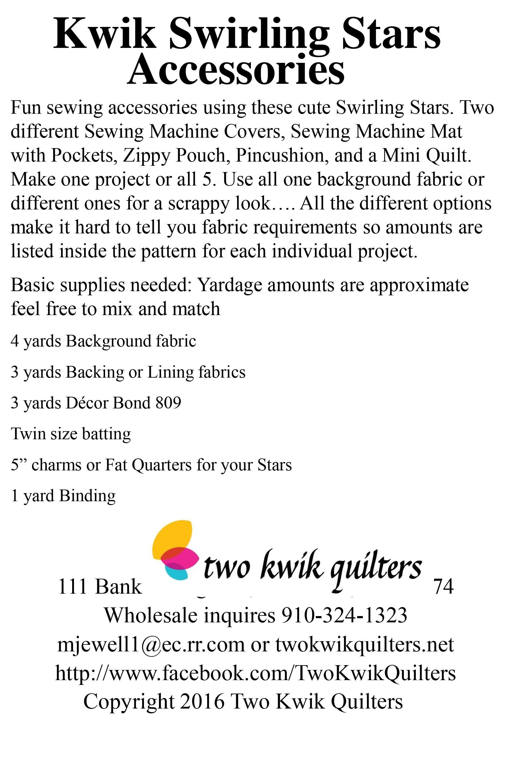 Kwik Swirling Stars Accessories Quilted Pattern by Two Kwik Quilters - Etsy