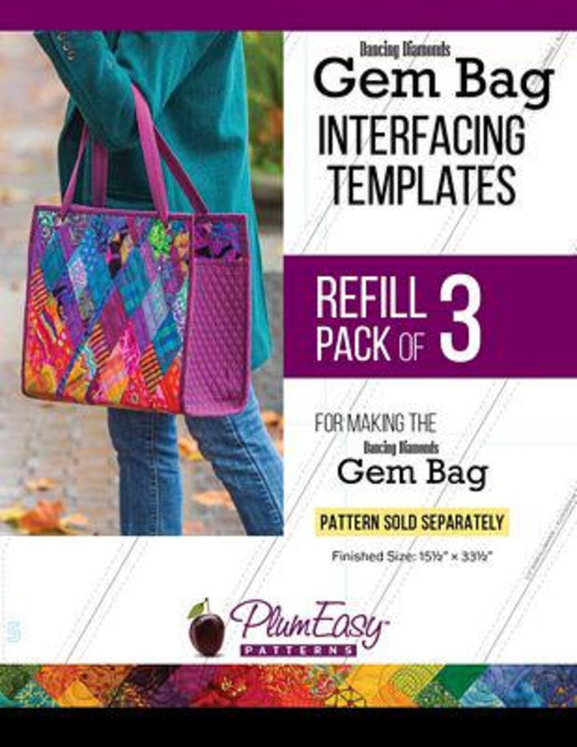 Dancing Diamonds Gem Bag Pattern OR Interfacing Templates by Plum Easy ...