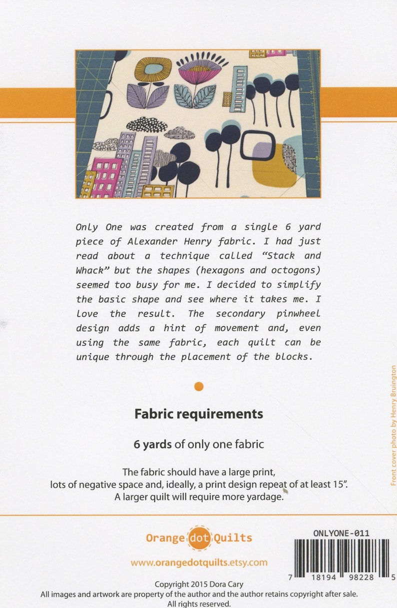 Only One Quilt Pattern for One Fabric or Panel - Orange Dot Quilts - Etsy