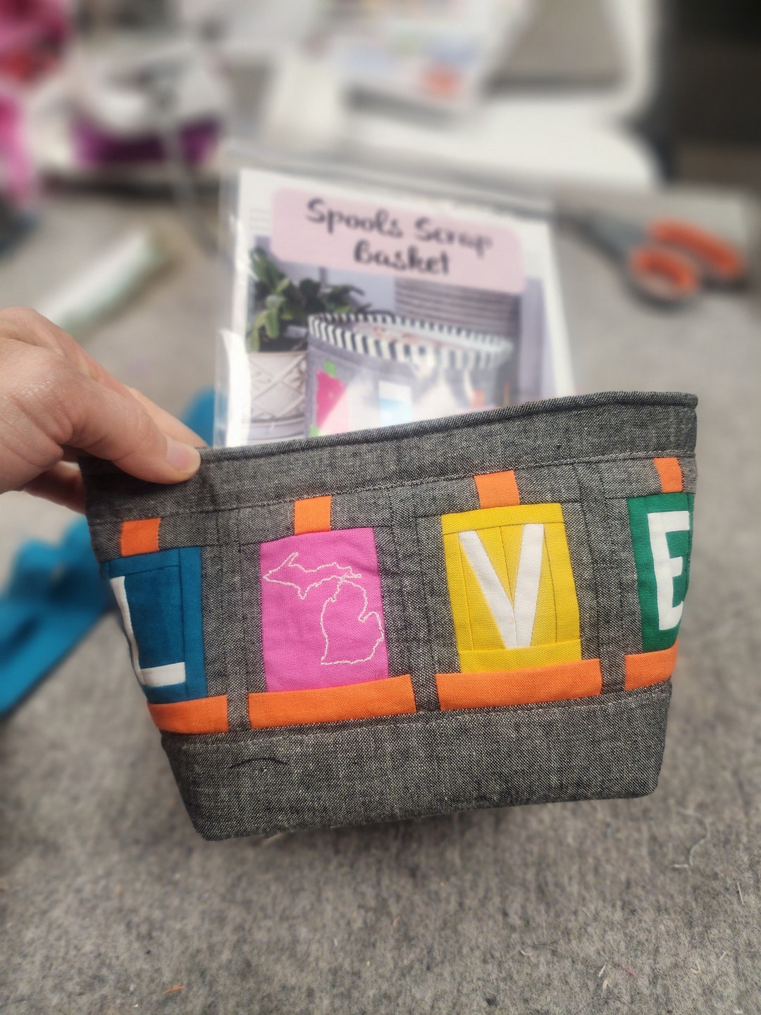 Exclusive "love Michigan" Thread Spool Basket Kit + Pattern Options - Pattern is Spools Scrap ...
