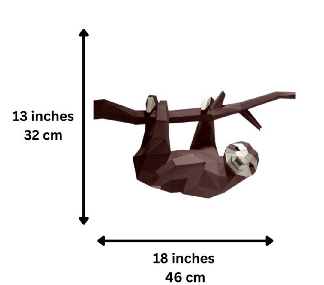 Hanging Sloth - 3D Papercraft Wall Art by Papercraft World Product ...
