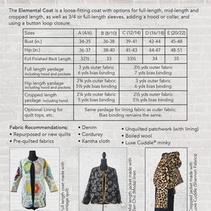 Elemental Coat Sewing Pattern by Crinkle Dreams - Etsy