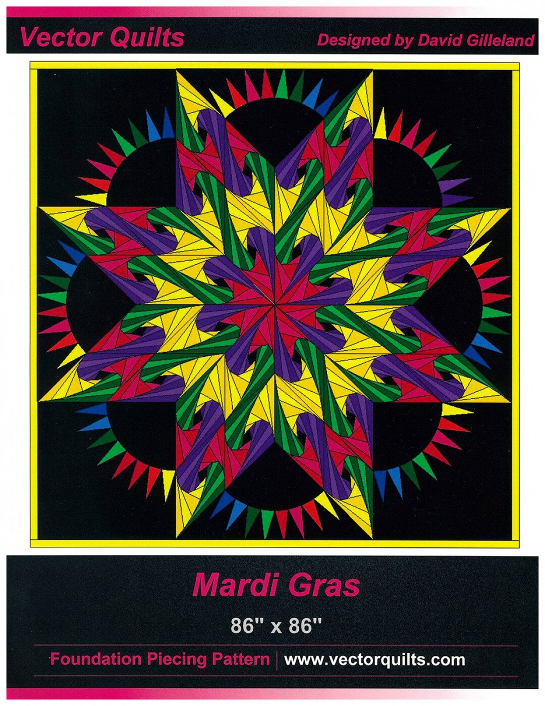 Mardi Gras Quilt Pattern from Vector Quilts by Gilleland - Etsy