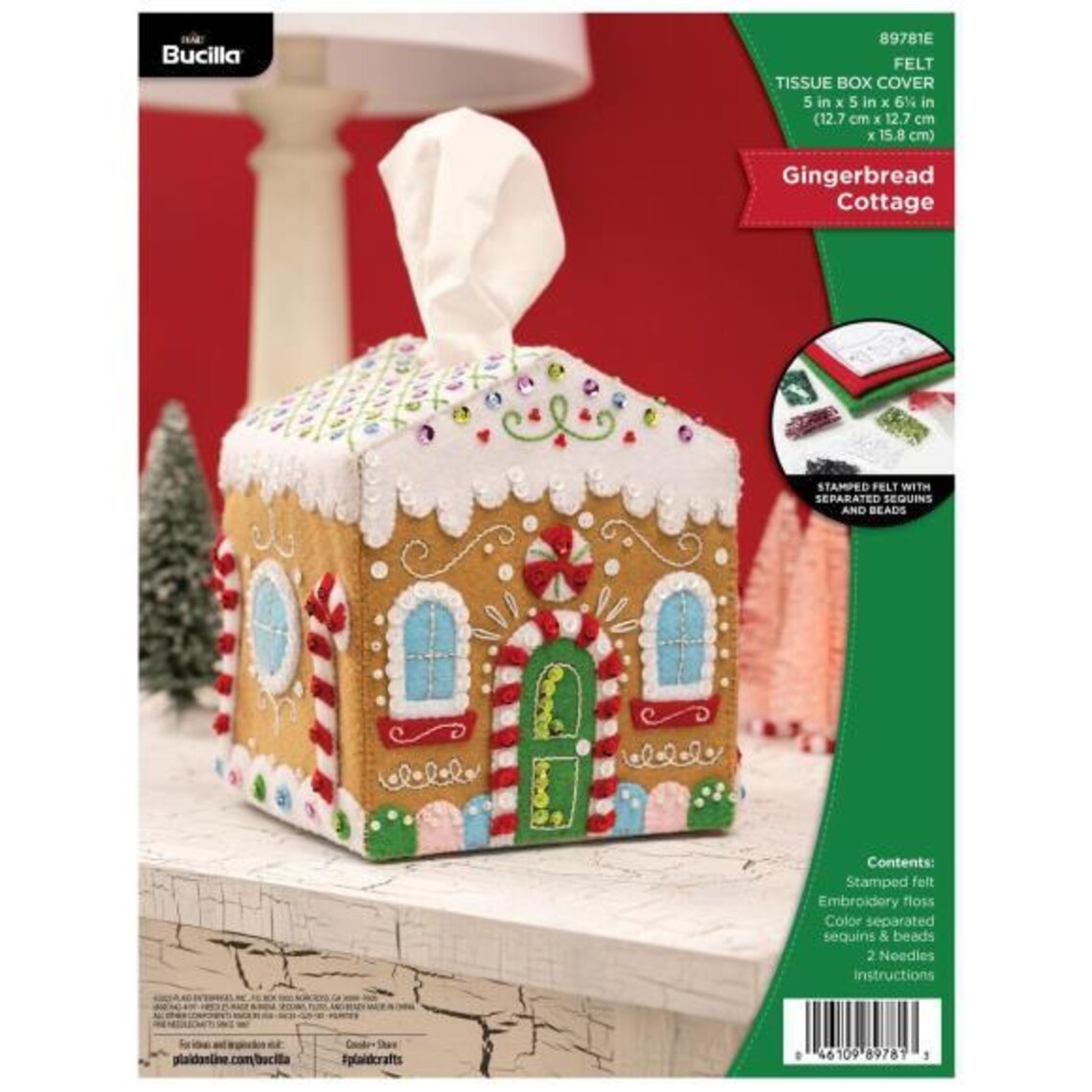 Bucilla Felt Gingerbread Cottage Tissue Box Cover Kit - Etsy Canada