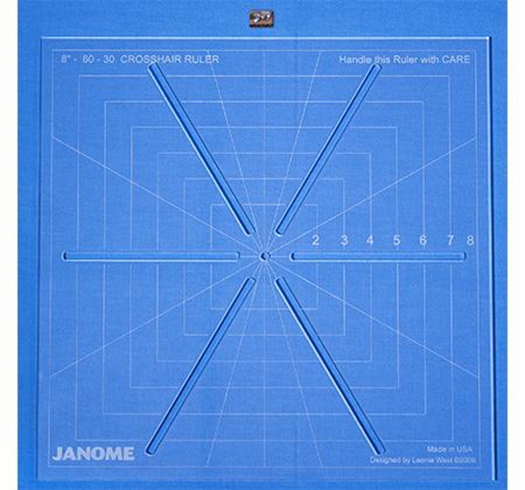 Janome - Sew Comfortable - Cross Hair Ruler 6 Point 8.5" - Quilting ...