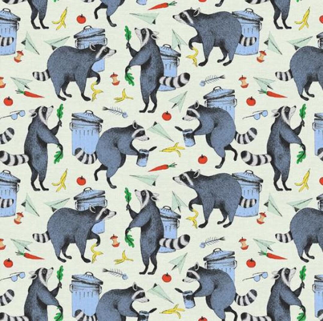 PBS Fabrics Racoon Ruckus Raccoon Ruckus Cream 12022711 - Etsy