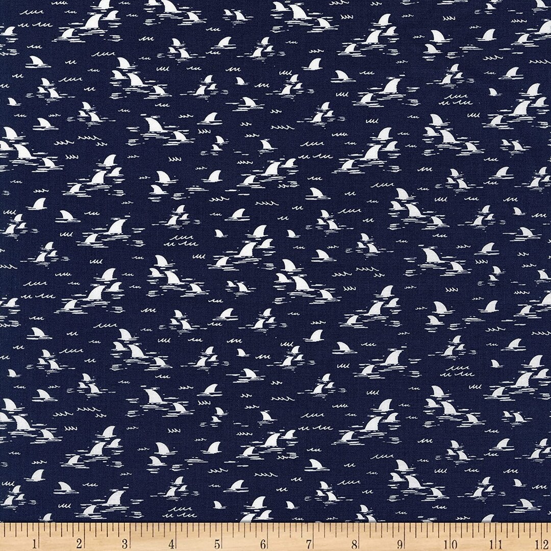 Timeless Treasures - Walk the Plank - Shark Fins - FUN-C8929 NAUTICAL ...