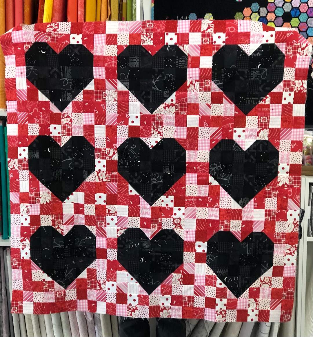 Tragic Valentine Heart Quilt Kit Queen of Hearts Pattern Tied With a ...