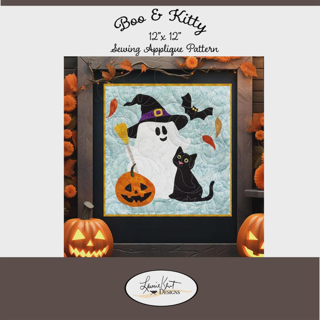 Boo and Kitty Sewing Applique Pattern by Laurie Kent Designs - Etsy