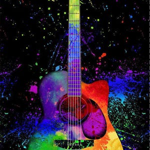 Timeless Treasures - Painted Guitar Panel - PANEL-CD3673 BLACK - Etsy