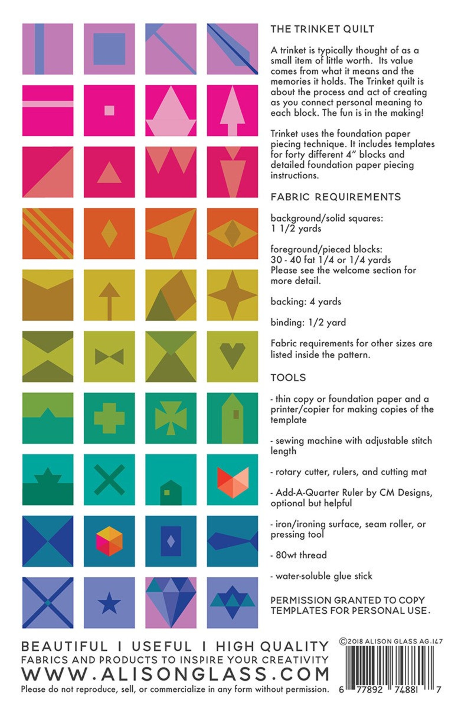 Trinket Quilt Pattern by Alison Glass PDF Download - Etsy