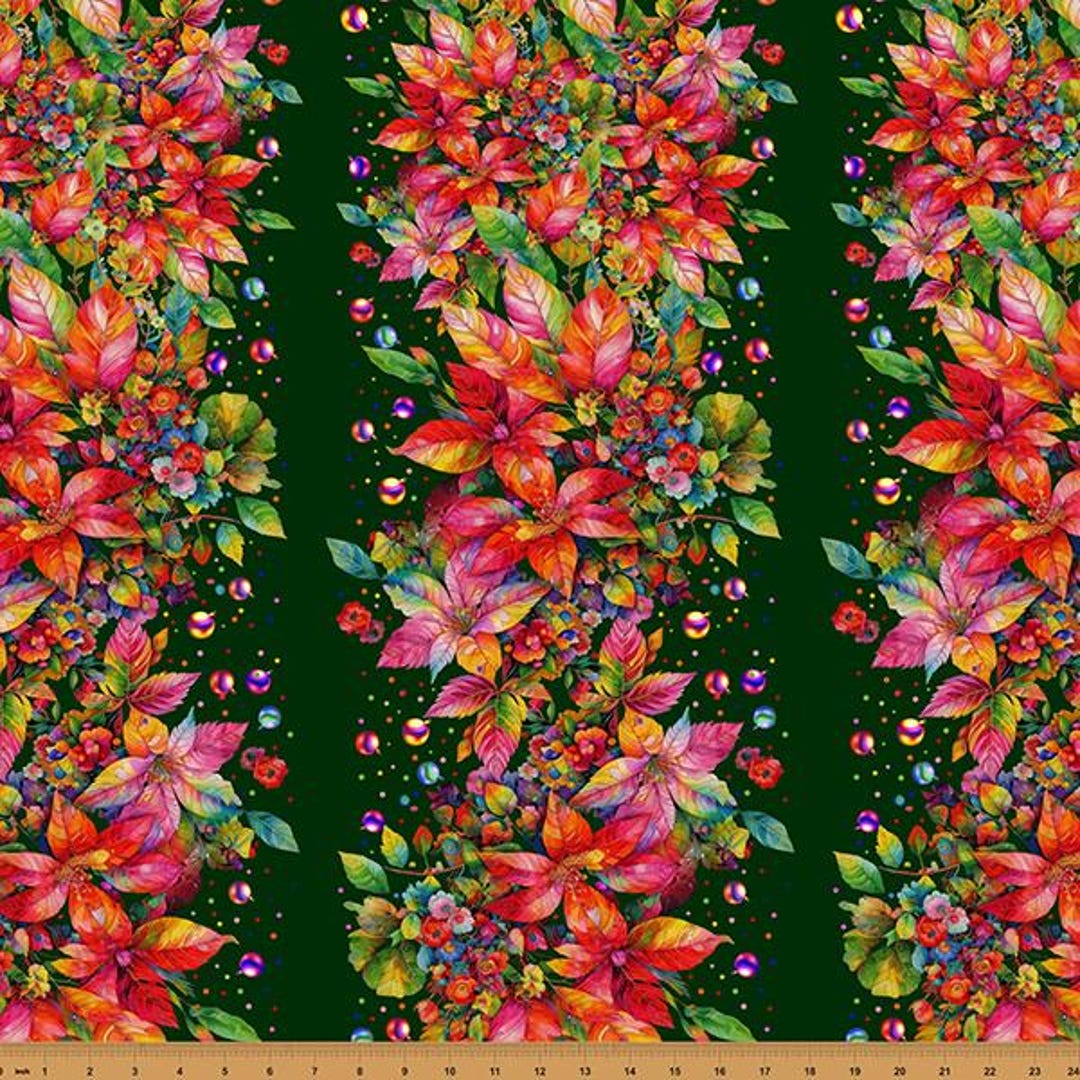 Hoffman California Fabrics - Yuletide Blooms - X5554-60-hunter - Etsy