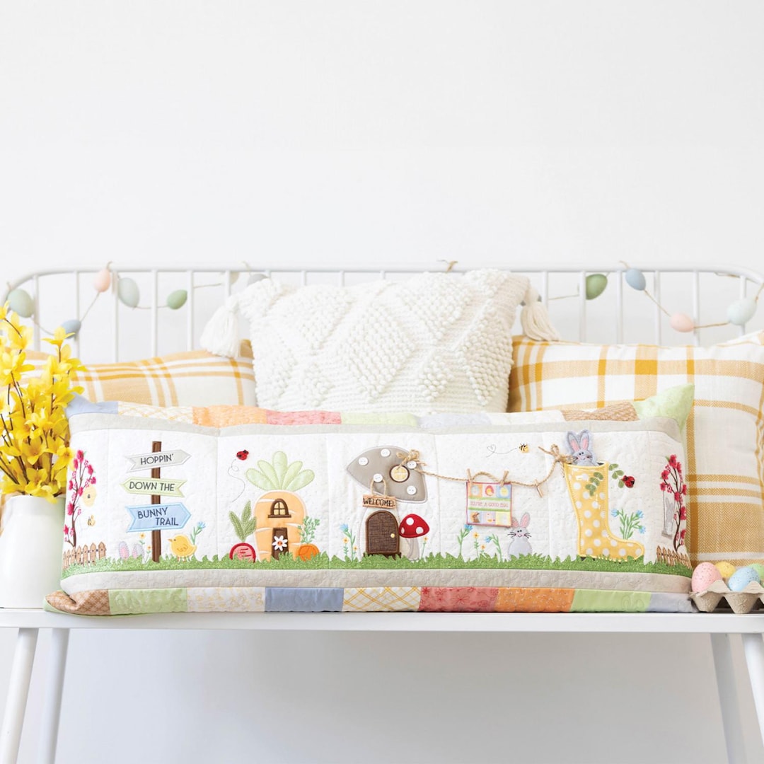 Hoppin Down the Bunny Trail - Hoppy Happy Easter Pillows Bench Pillow ...