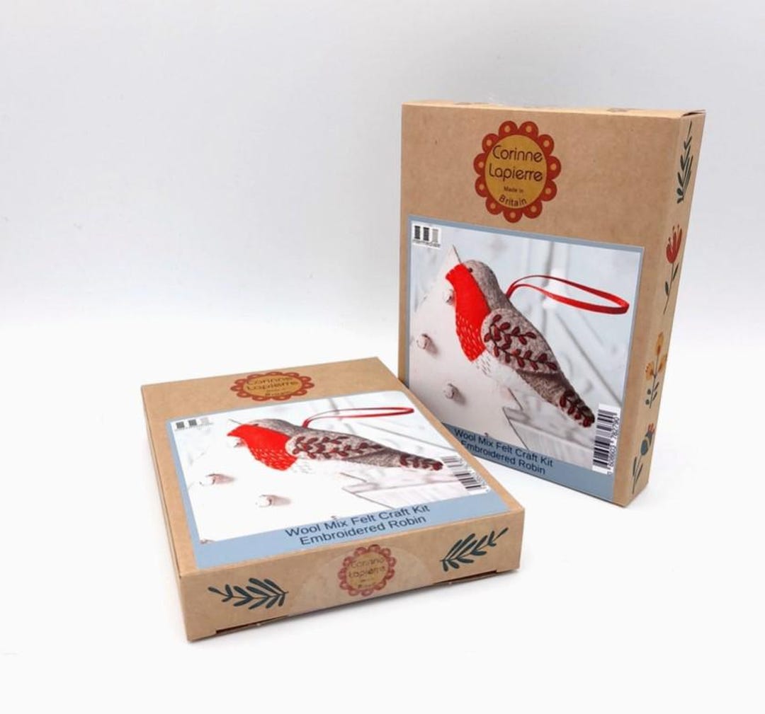 Corinne Lapierre - Wool Mix Felt Craft Kit Embroidered Robin - Etsy