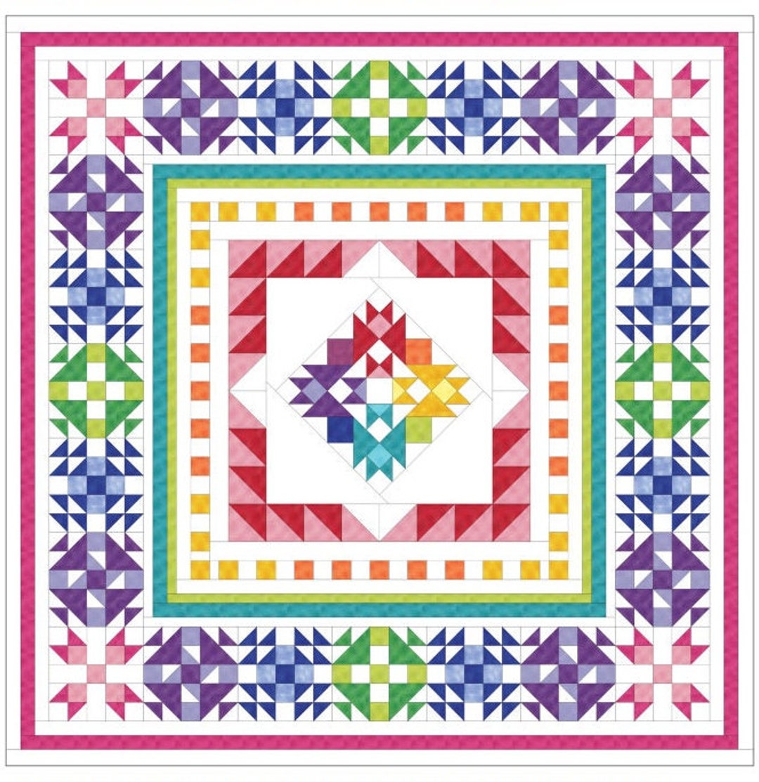 Happy Hues Block of the Month Quilt Kit - FREE Sew Along - FREE Pattern ...