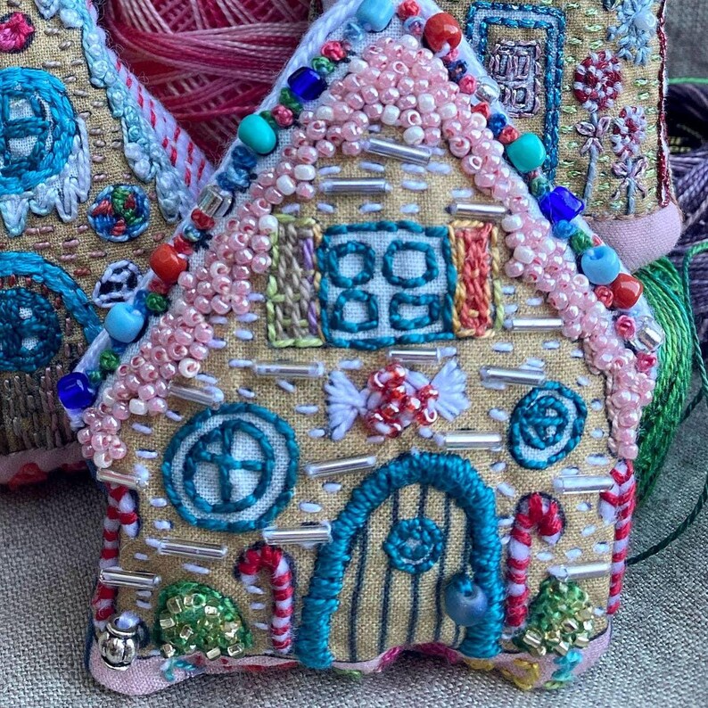 Gingerbread Houses Ornaments Project Pattern - Dropcloth Embroidery ...