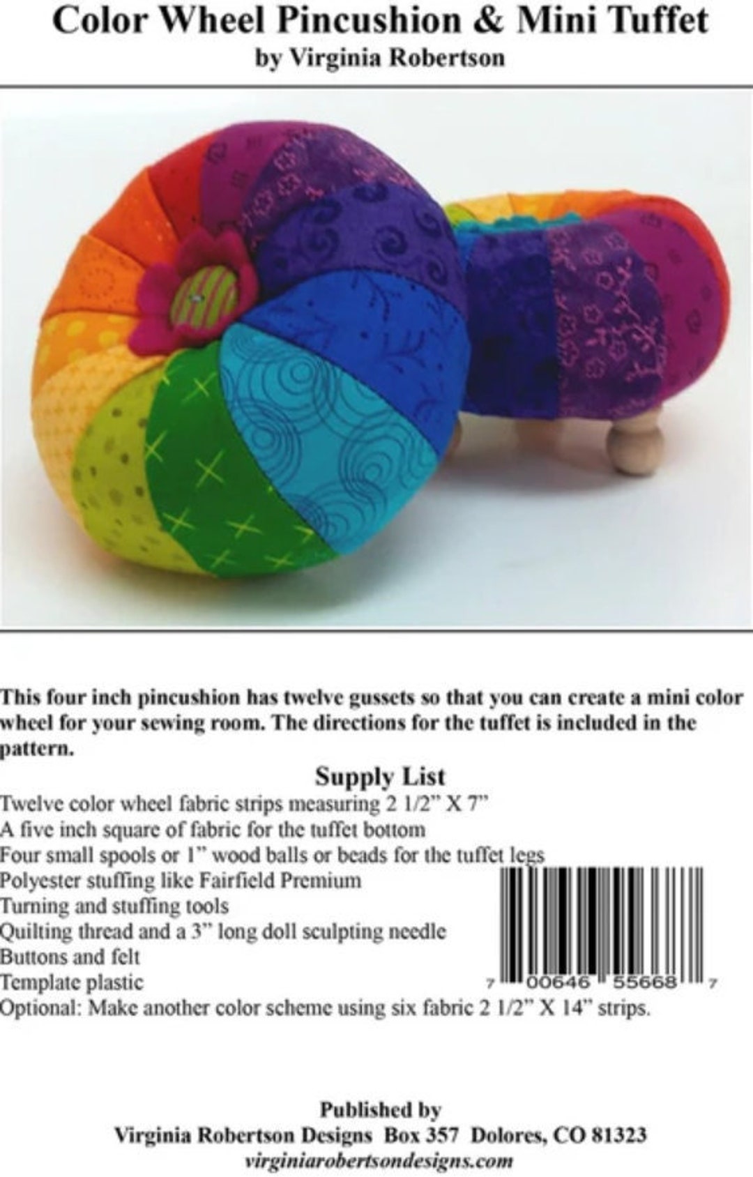 Color Wheel Pincushion and Mini Tuffet Pattern by Virginia Robertson - Etsy