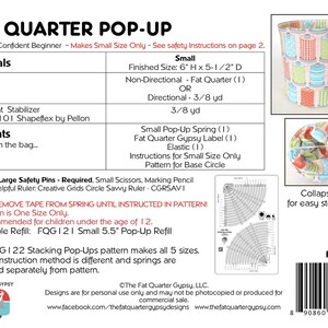 Fat Quarter Pop up Pattern With Wire Spring - From Fat Quarter Gypsy - Refills Available - Etsy