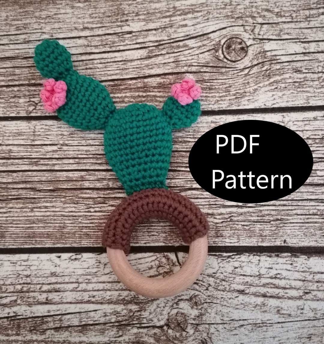 PDF Pattern, Crochet Cactus, Prickly Pear, Teething Ring, Crochet ...