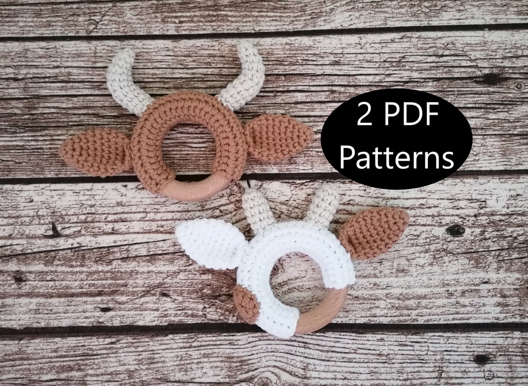 2 PDF Pattern, Crochet Cow, Highland Cow, Bull, Teething Ring ...