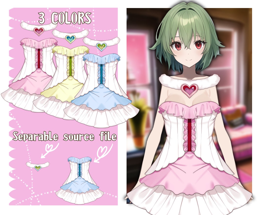Vtuber Pngtuber Asset Valentine's Day Dress Set Pink - Etsy