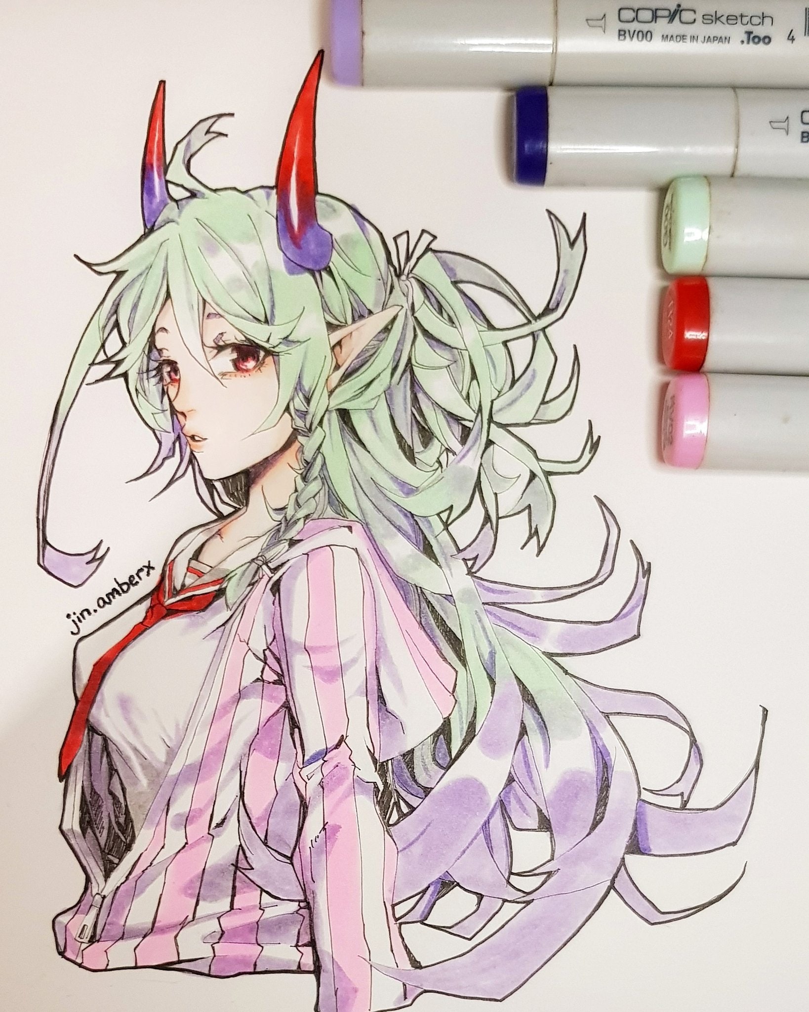 Marker Commission physical Copic Marker Anime Art Commission - Etsy
