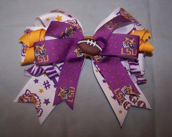 LSU Hair Bow Glitter Cheer Bow Infant Bow Toddler - Etsy