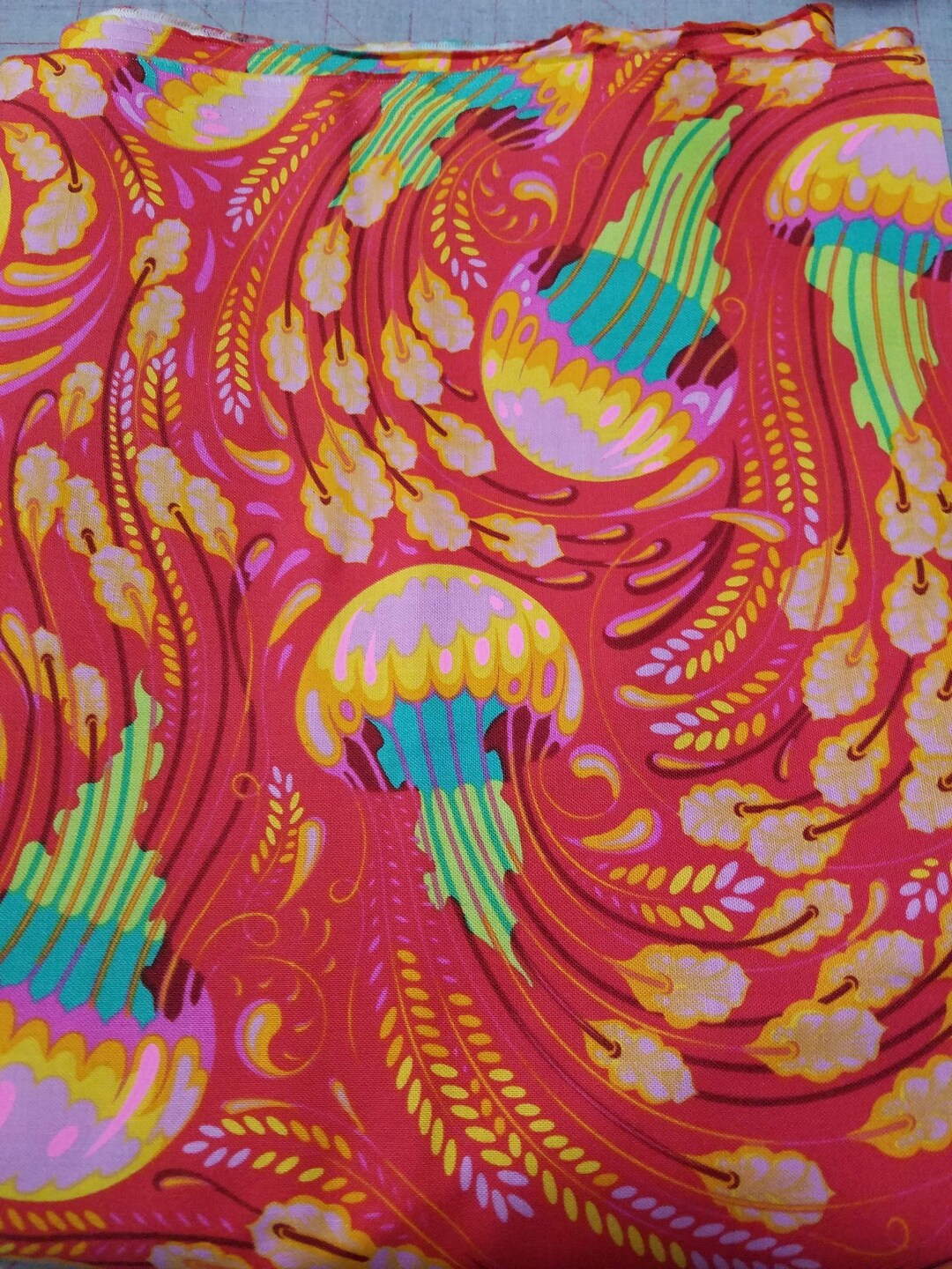 1/2 Yard Tula Pink Zuma Sea Bloom Glowfish Fabric -OOP - Etsy