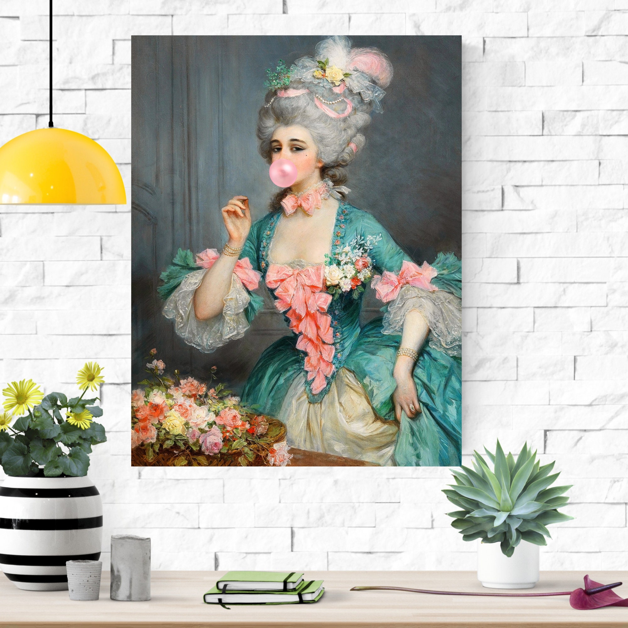 Lady Bubblegum Art Altered Art Eclectic Wall Art Altered Vintage Art