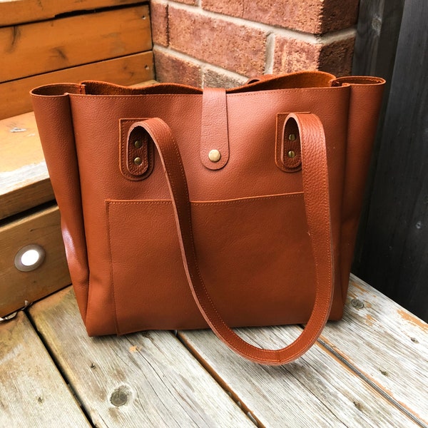 Brown Leather Tote - Etsy