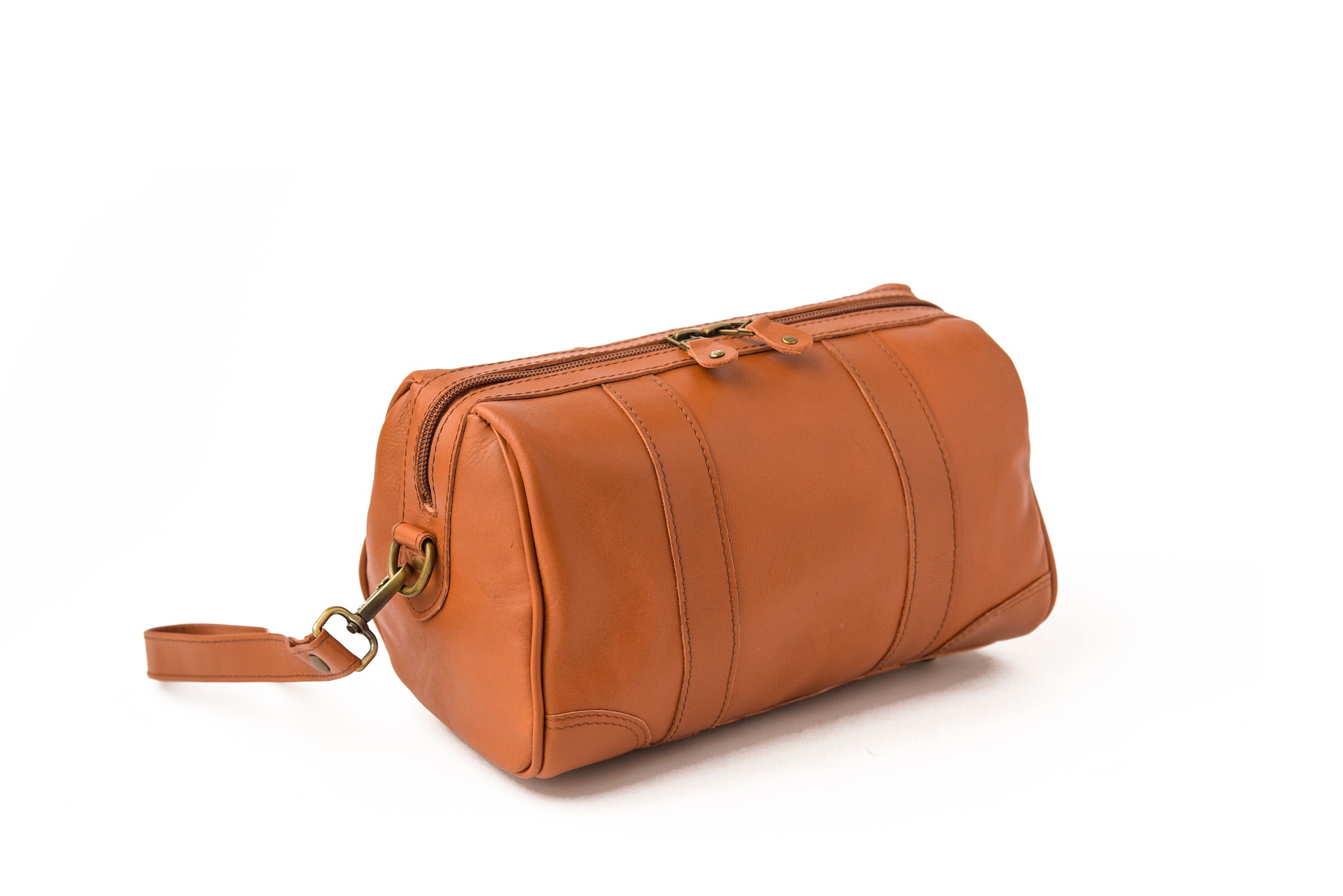 Leather Dopp Bag Men, Full Grain Leather Tan Toiletry Kit Men Shaving ...