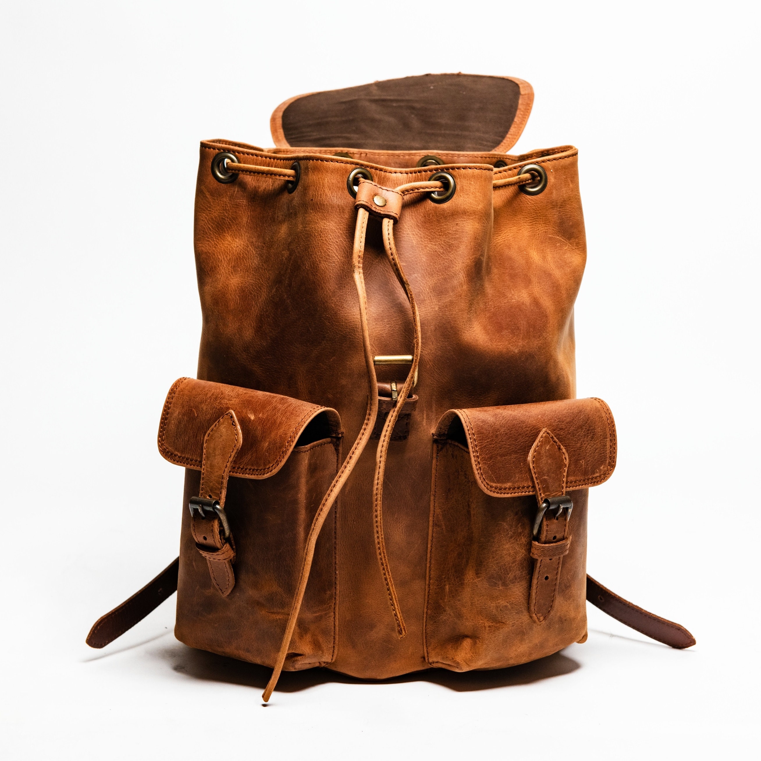 Personalized Leather Backpack Monogram Full Grain Leather - Etsy