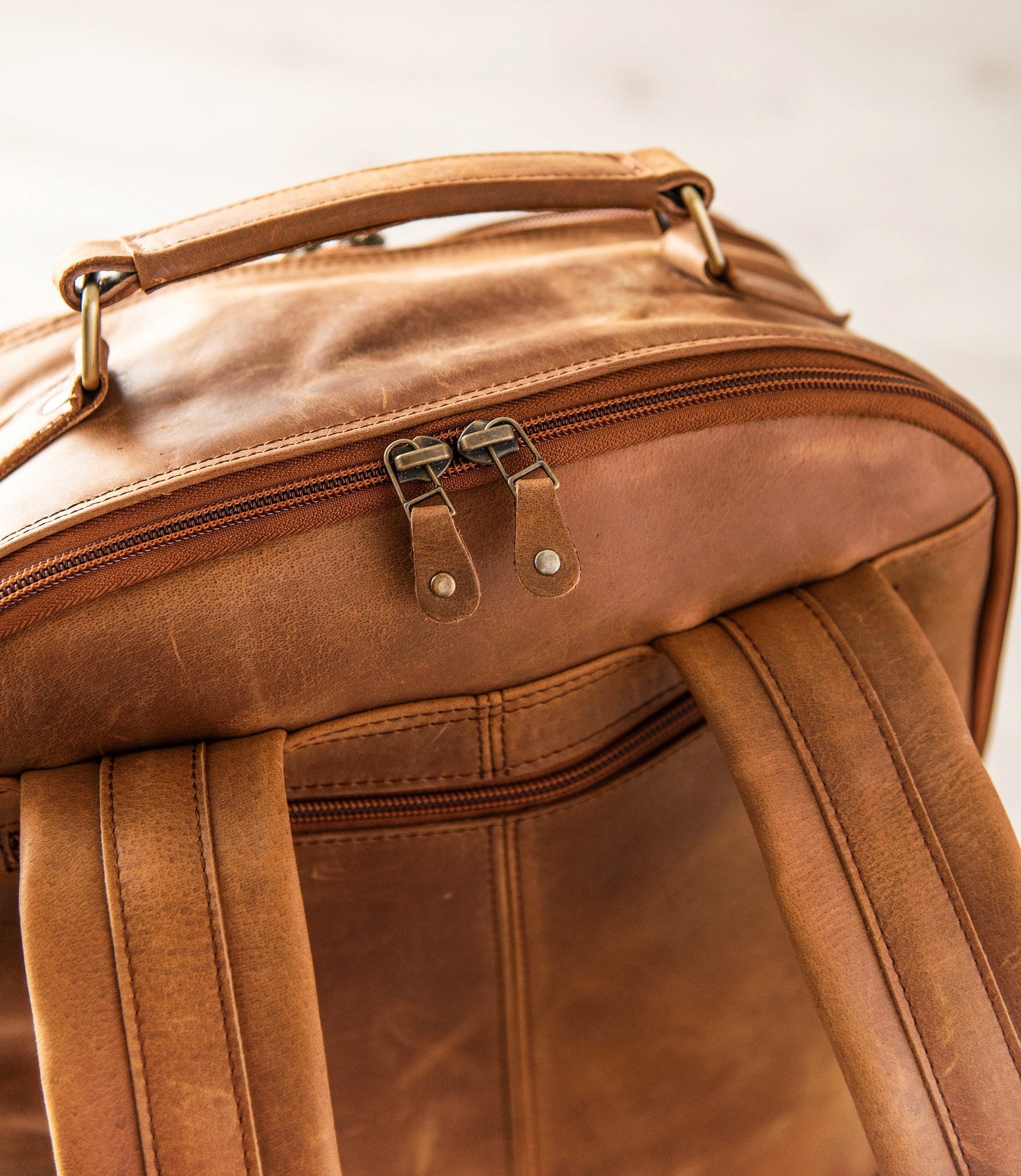 Leather Backpack, Personalized Full Grain Leather Knapsack Rucksack ...