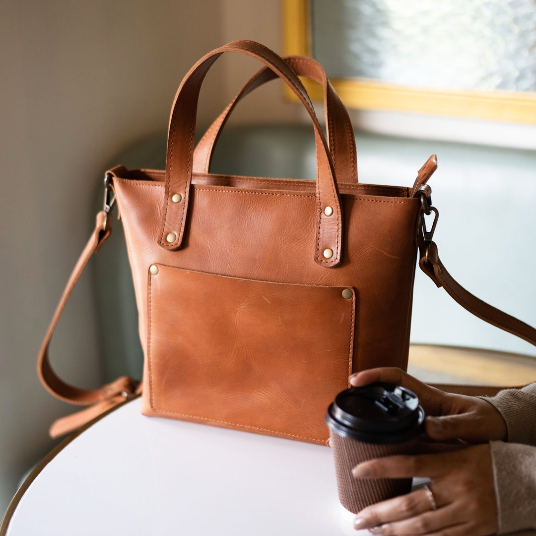 Leather Mini Tote Crossbody Bag for Women Personalized Small Handbag ...