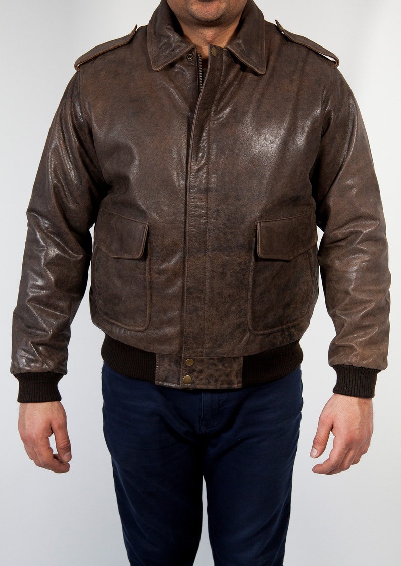 Pilot Leather Jacket Men Aviator Leather Jacket Men Brown - Etsy