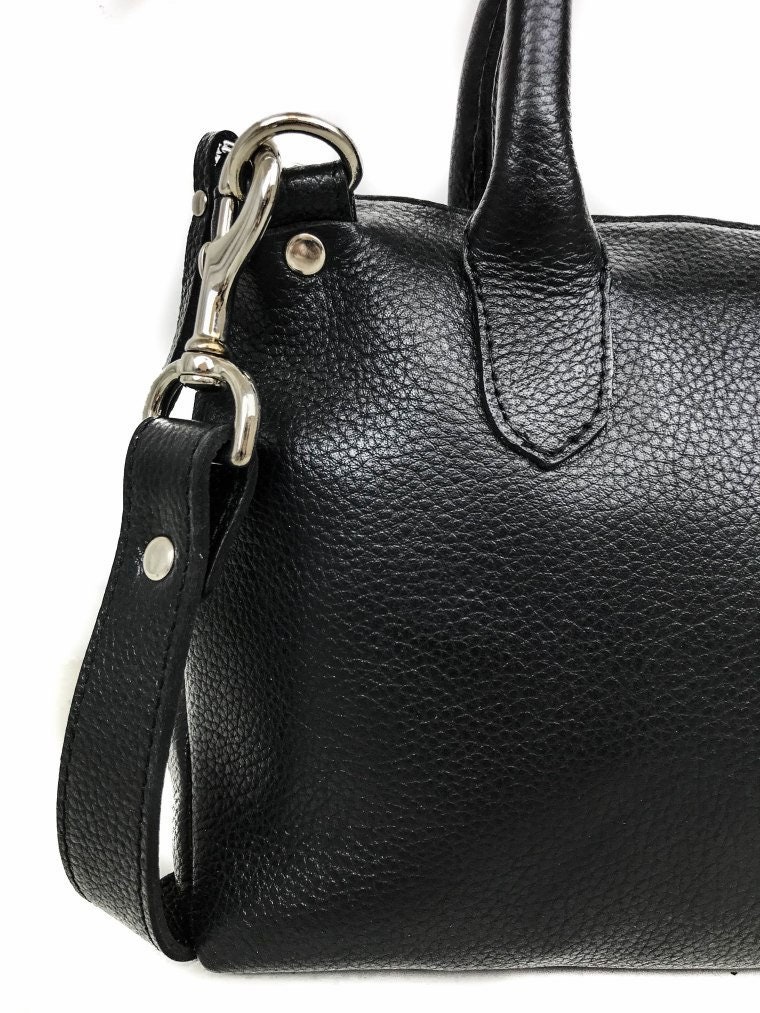 Full Grain Leather Handbag, Leather Shoulder Bag, Black Leathet Handbag ...