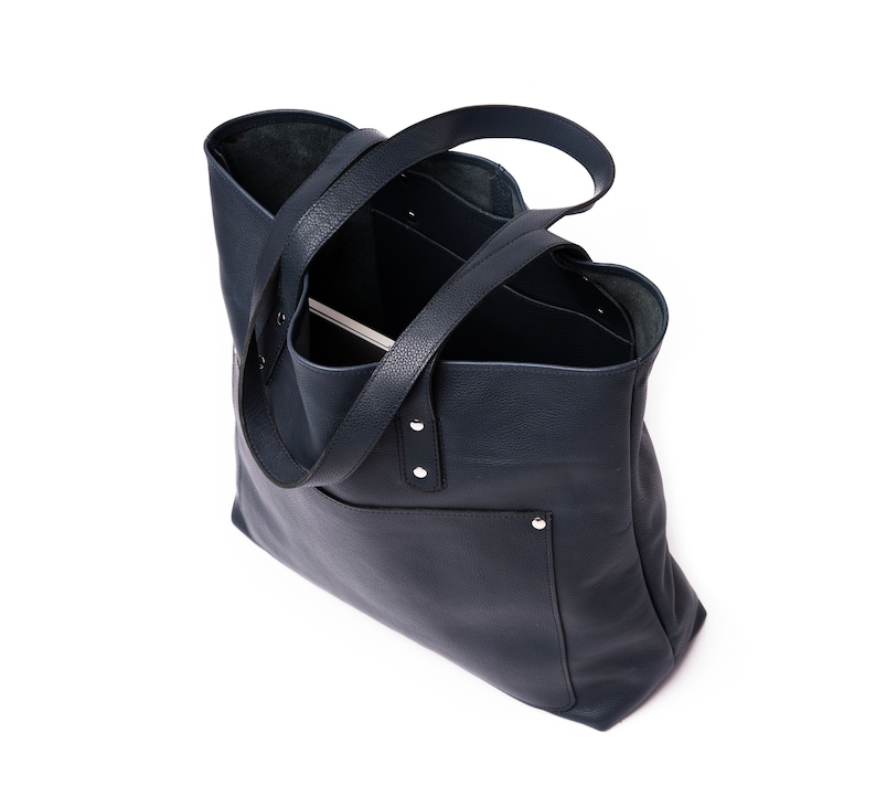 Leather Tote Bag for Women Personalized Totes Outside Pocket - Etsy