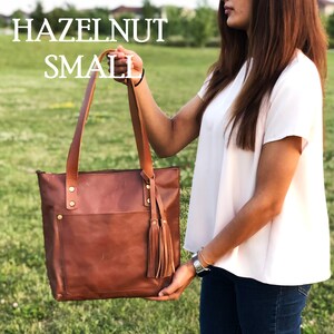 Leather Tote Bag W Zipper Outside Pocket Personalized Totes for Women ...