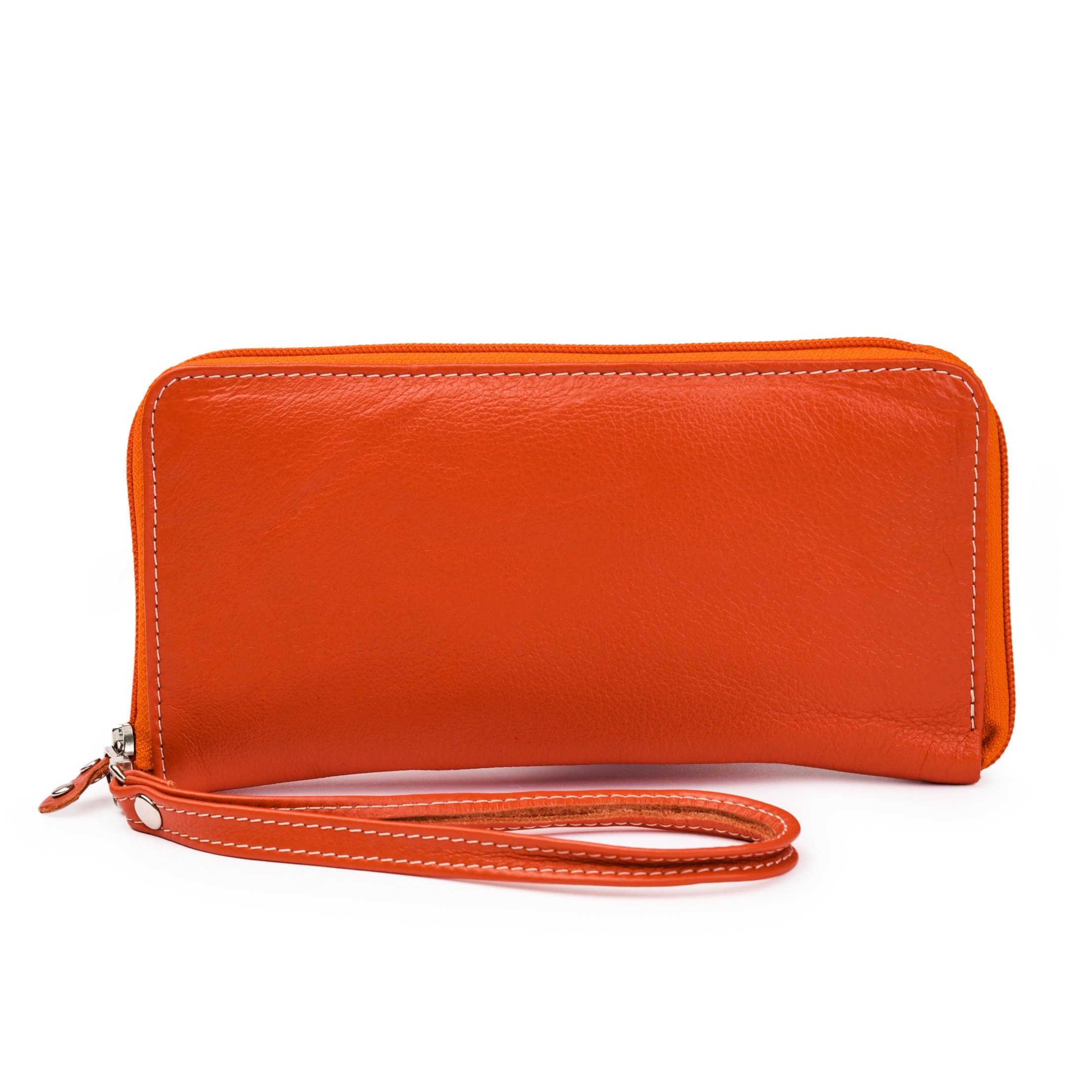 Leather Wristlet Wallet Women, Personalized Leather Zip Around Clutch ...
