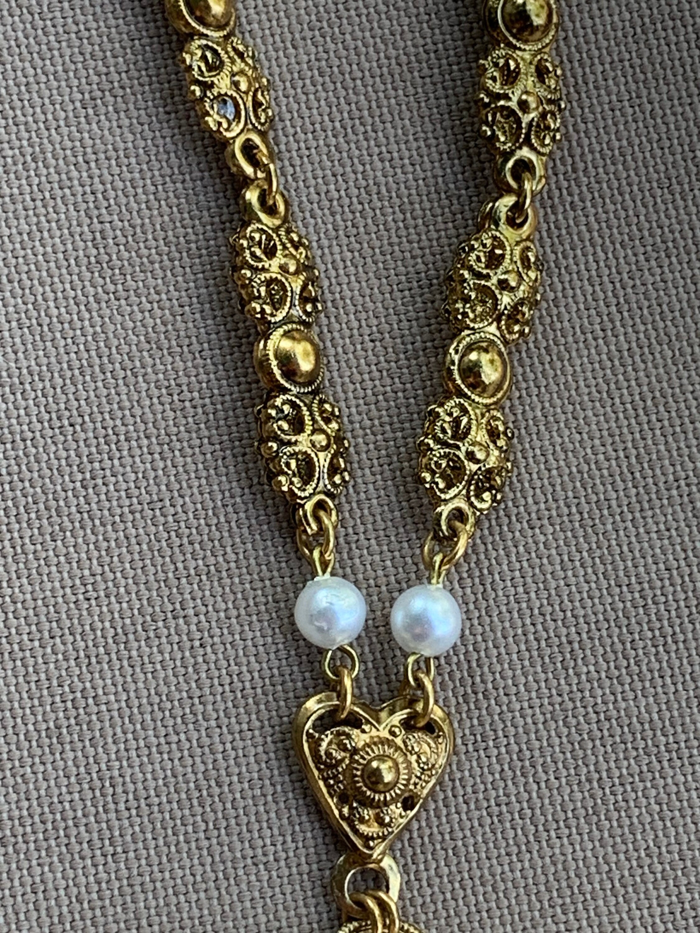 Signed West Germany Turquoise Color and Pearl Filigree Necklace. - Etsy