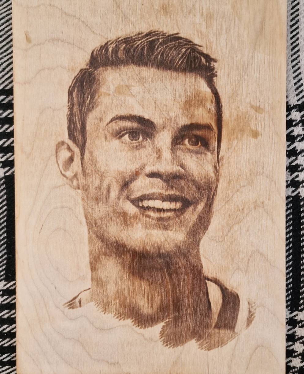 Cristiano Ronaldo Portuguese Footballer CR7 Image Burned on Wood ...