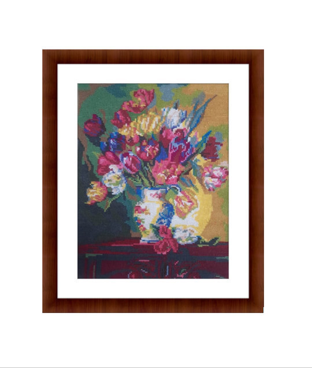 Flowers- Finished Cross Stitch Sweigart 10 Count Frame Not Included - Etsy